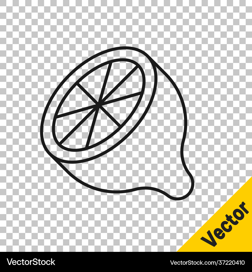 Black line lemon icon isolated on transparent Vector Image