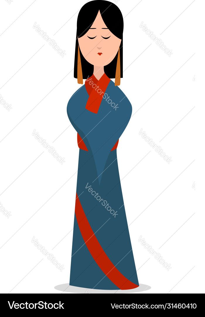 Chinese woman on white background Royalty Free Vector Image