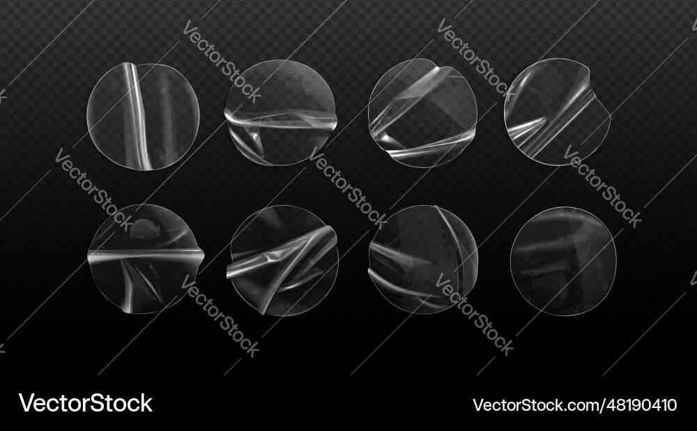 Clear round transparent plastic duct tape sticker Vector Image