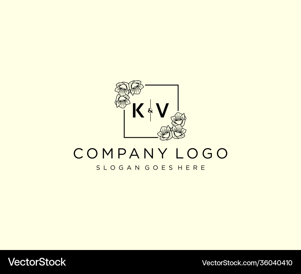 Initial kv letters botanical feminine logo Vector Image
