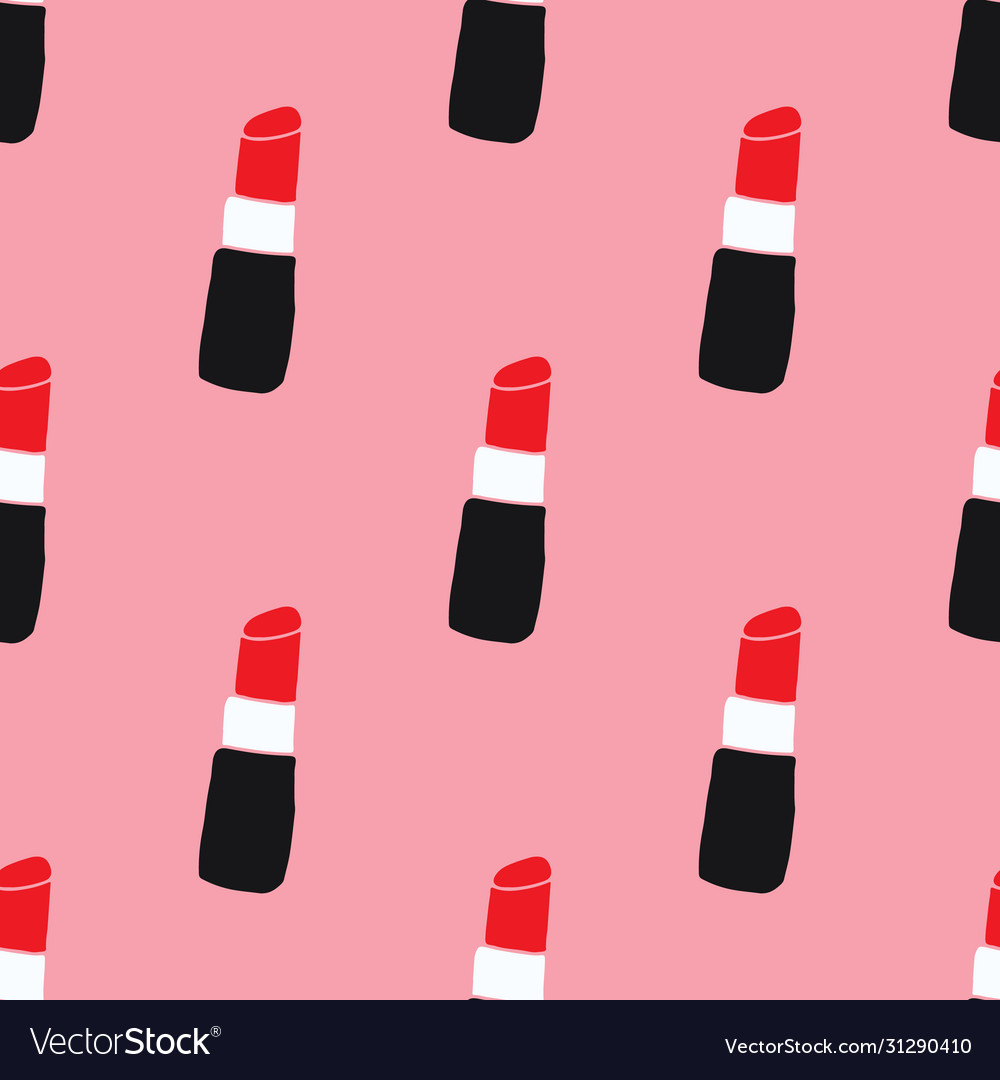 Lipstick seamless pattern hand drawn fashion Vector Image
