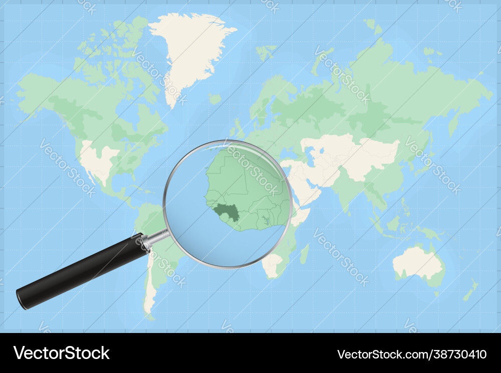 Map world with a magnifying glass on a Royalty Free Vector