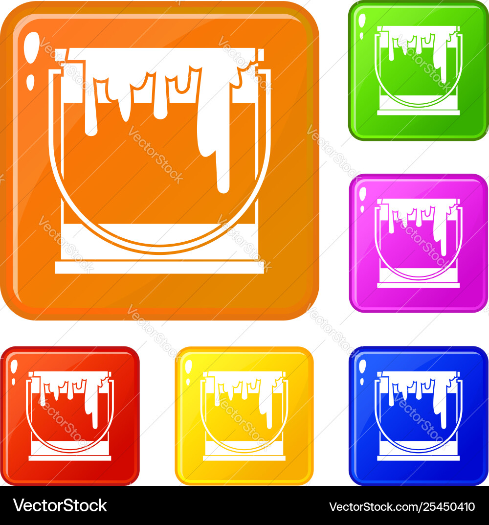 Paint can icons set color Royalty Free Vector Image