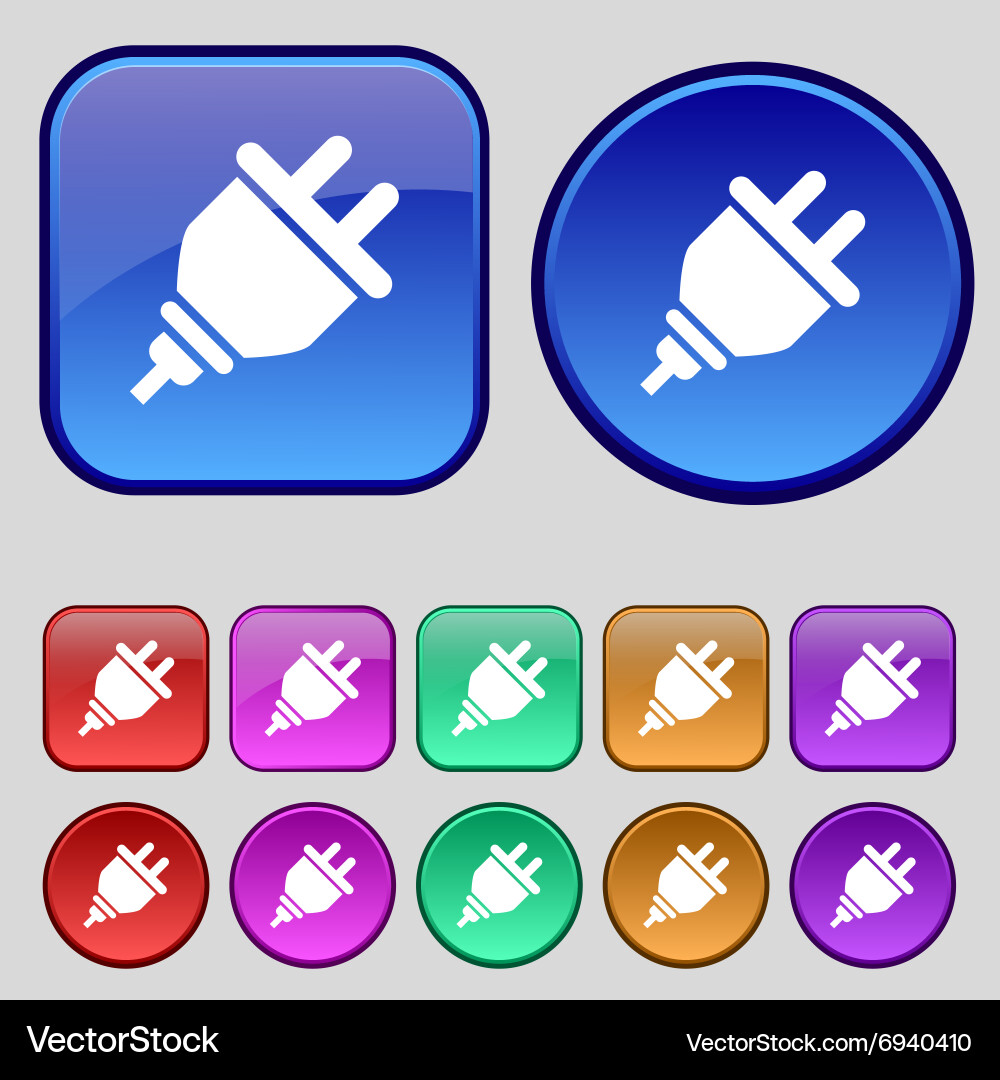 Plug icon sign a set twelve vintage buttons Vector Image