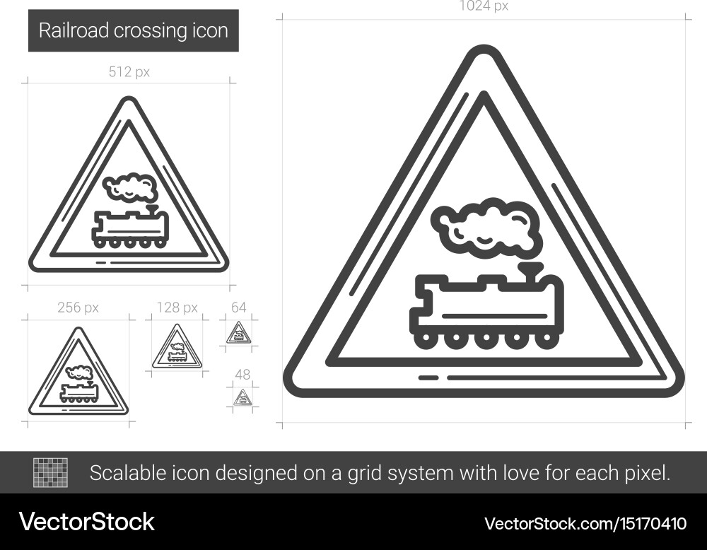 Railroad crossing line icon Royalty Free Vector Image