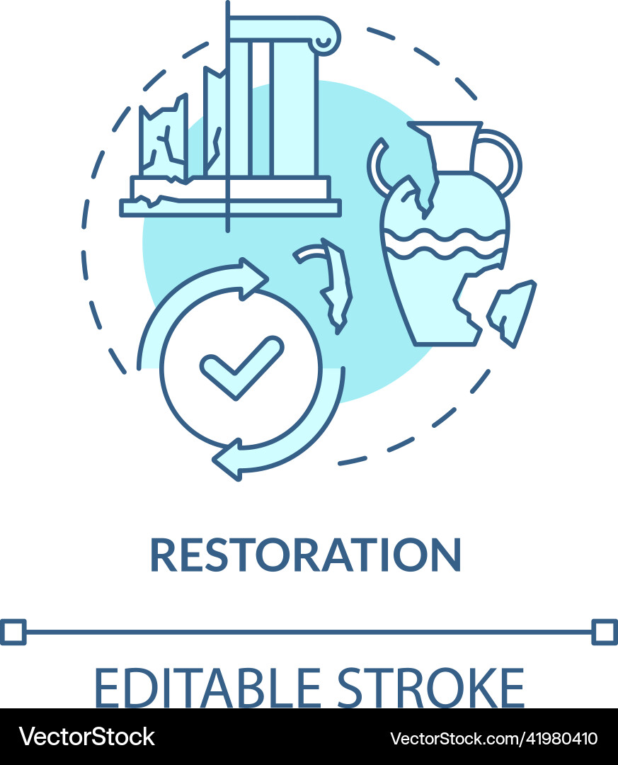 Restoration turquoise concept icon Royalty Free Vector Image
