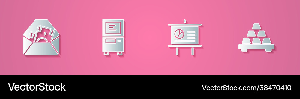 Set paper cut envelope with dollar symbol atm Vector Image