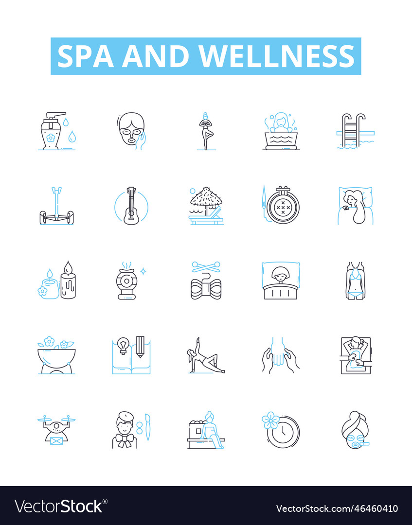 Spa and wellness line icons set Royalty Free Vector Image