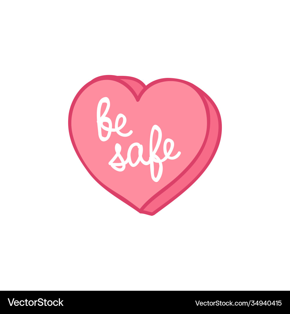 Be safe heart doodle icon color Royalty Free Vector Image