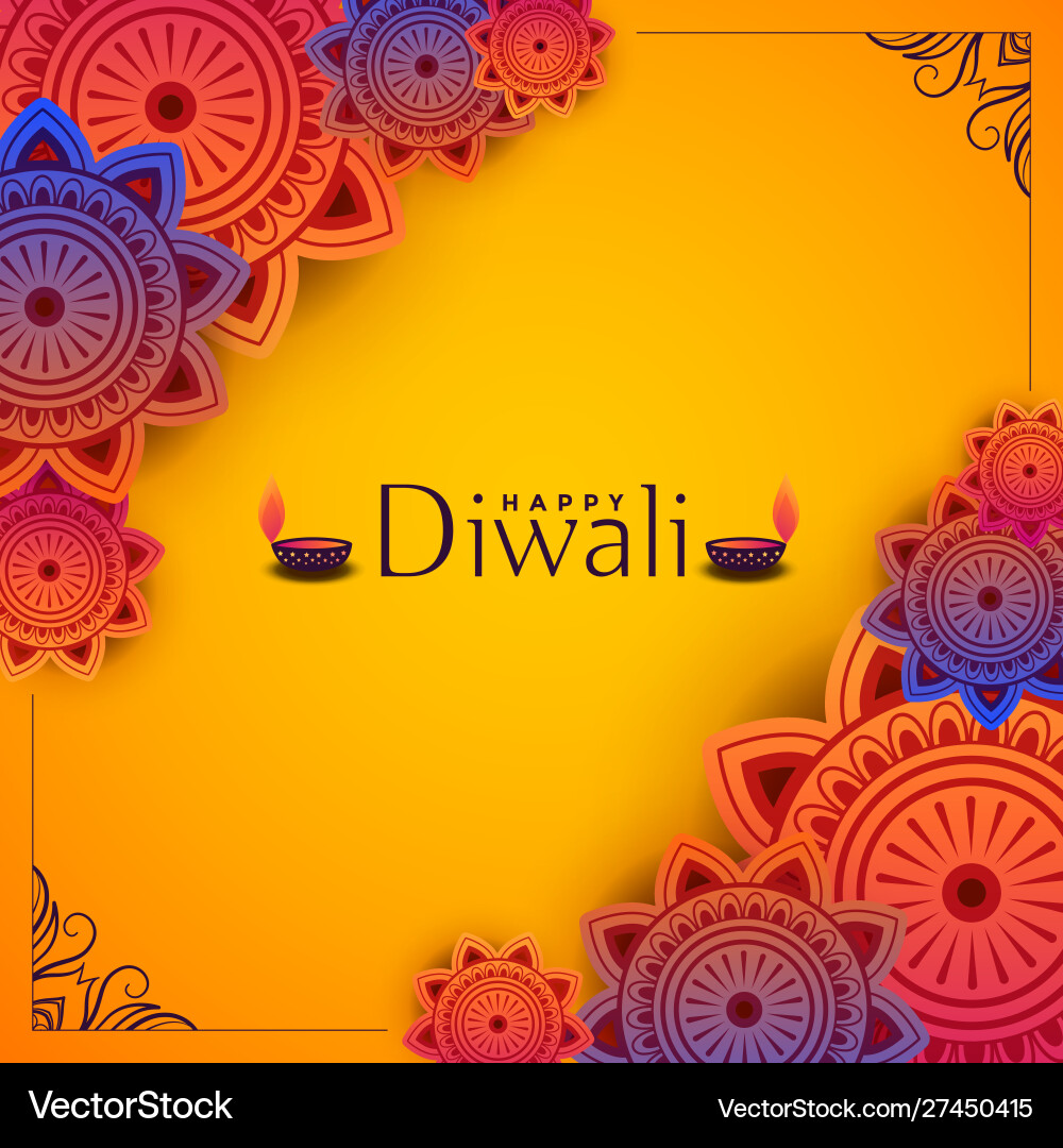 Beautiful indian pattern style happy diwali Vector Image