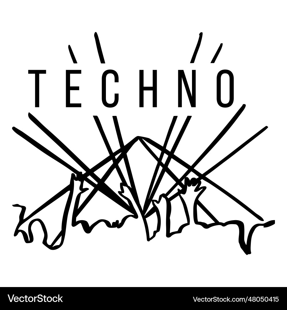 Concert techno hand drawn symbol black Royalty Free Vector