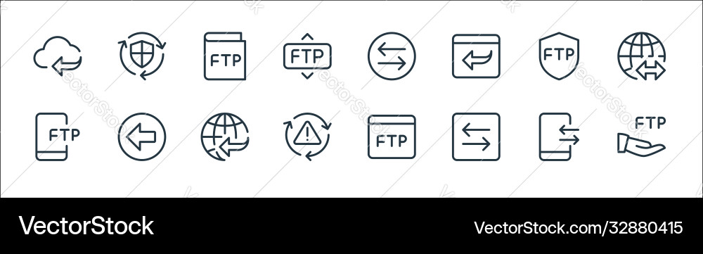 Data transfer line icons linear set quality line Vector Image