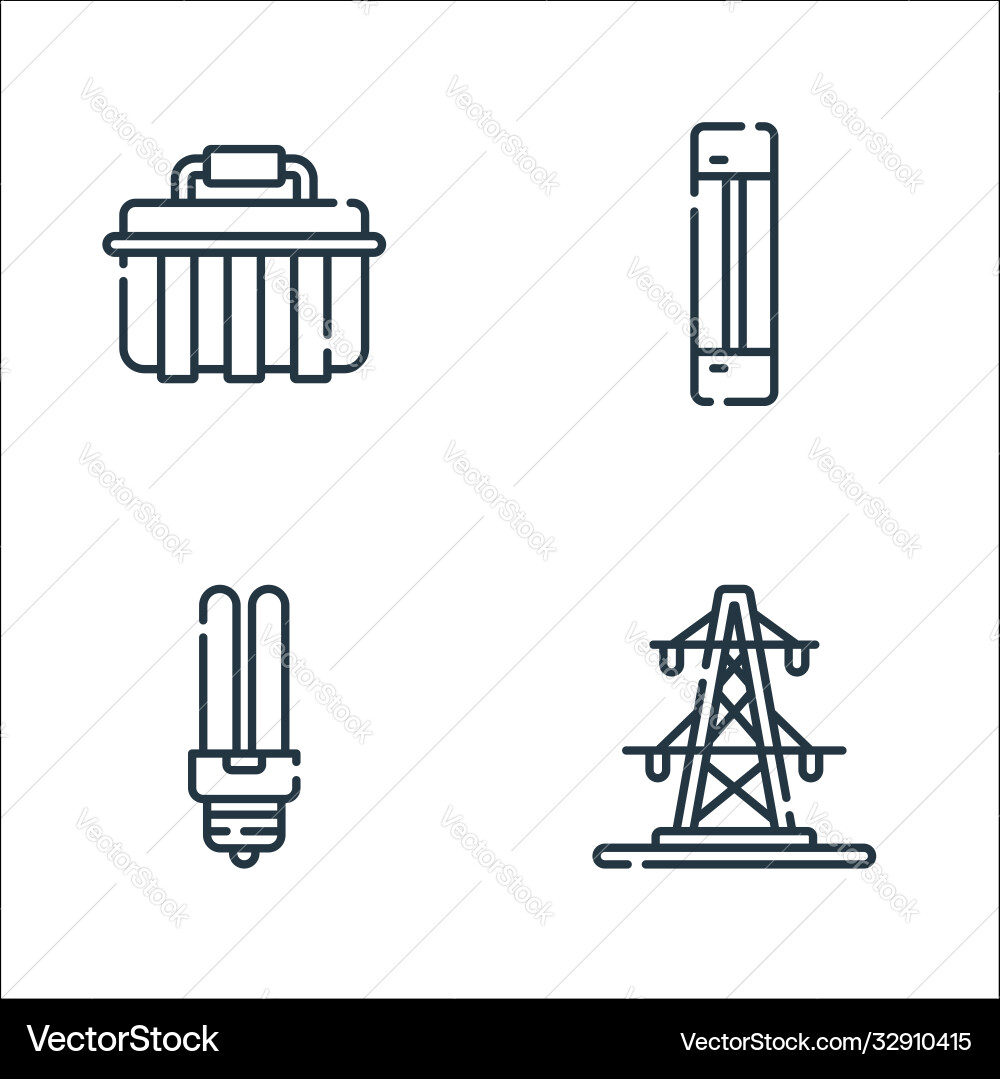 Electrician tools and line icons linear set Vector Image