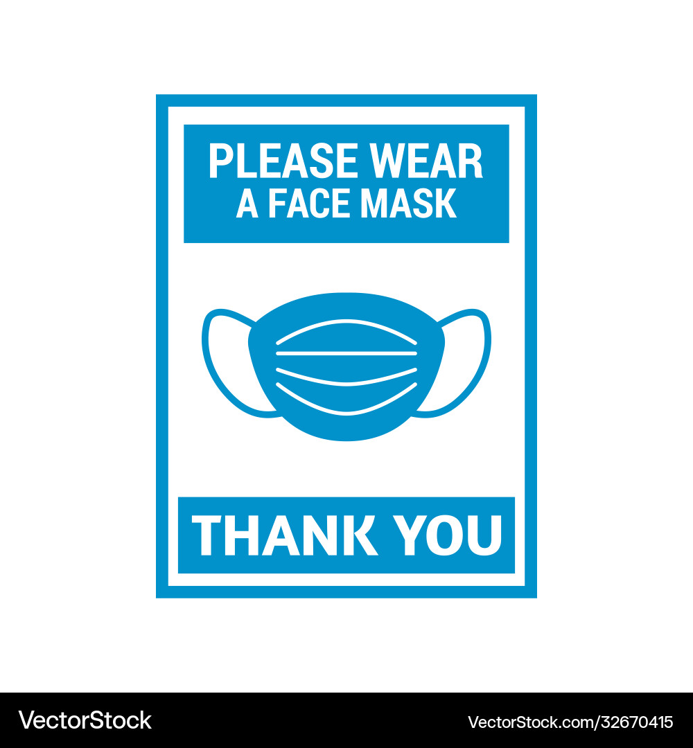 Face mask signage template isolated Royalty Free Vector