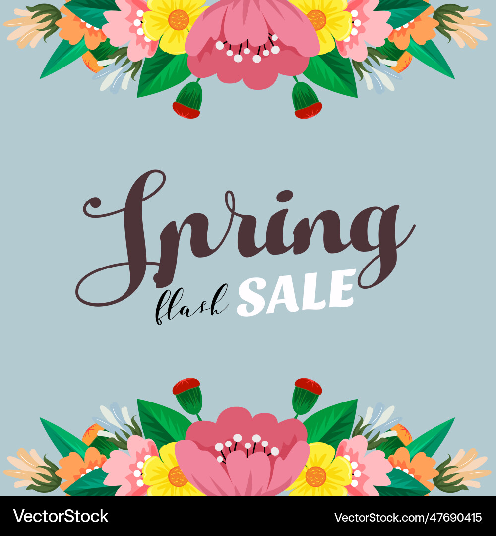 Flat style spring flash sale flower foliage Vector Image