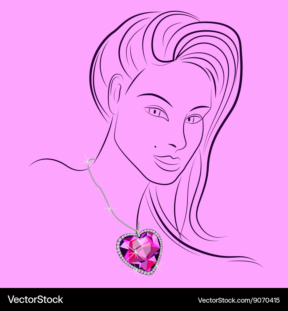 Girl with heart Royalty Free Vector Image - VectorStock