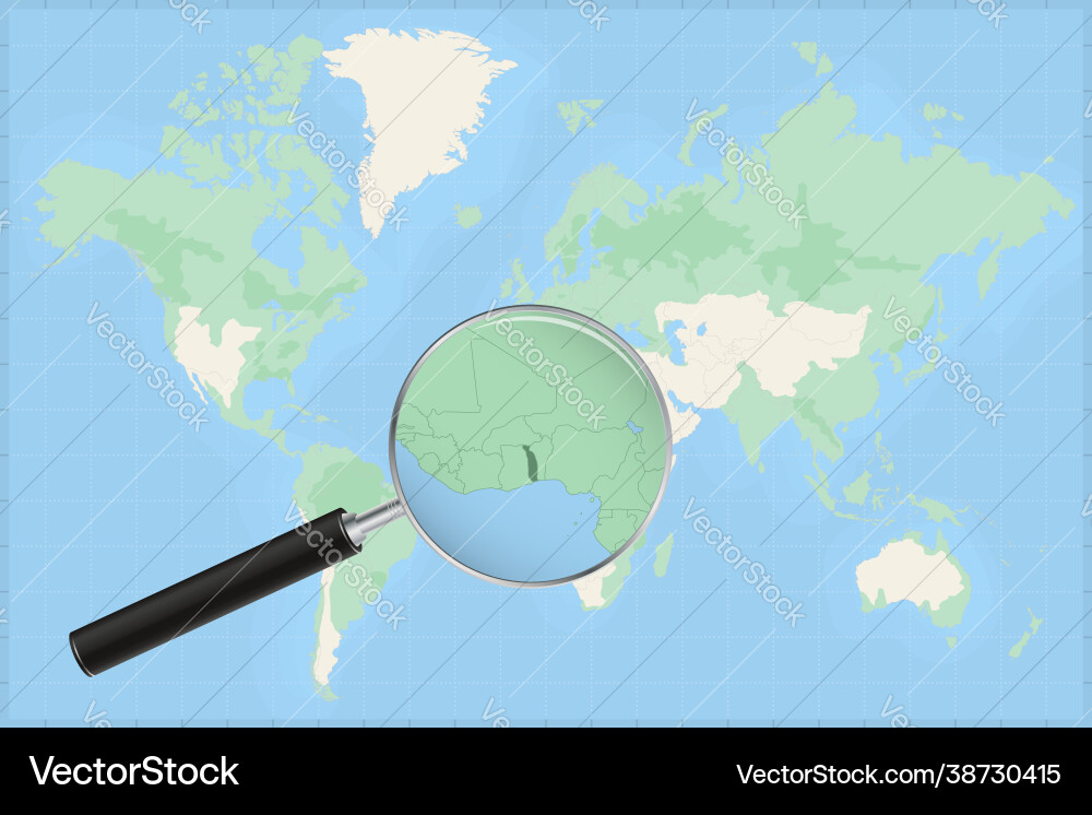 Map world with a magnifying glass on a Royalty Free Vector