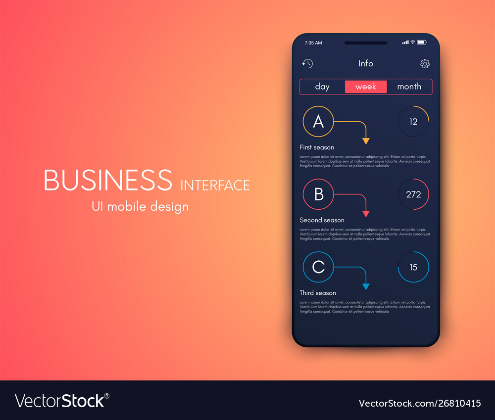 Mobile application interface ui design stock Vector Image