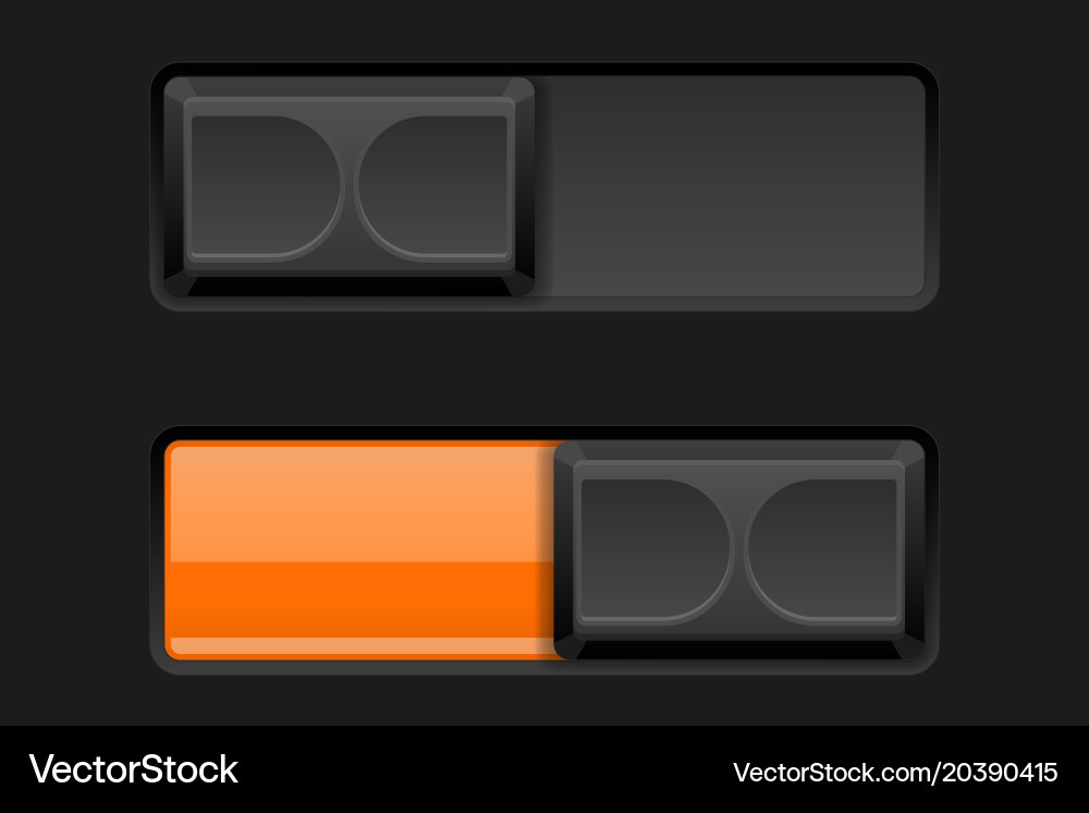 On and off slider buttons black orange Royalty Free Vector