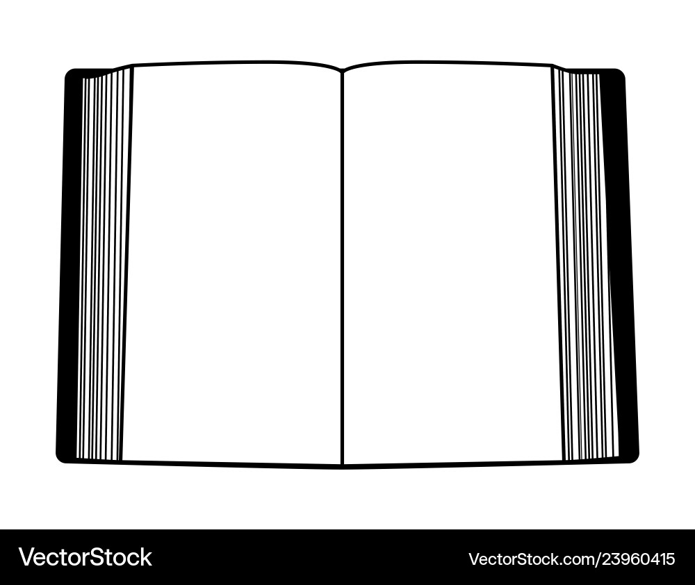Open book outline isolated on white background Vector Image