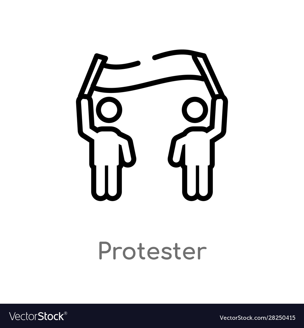 Outline Protester Icon Isolated Black Simple Line Vector Image