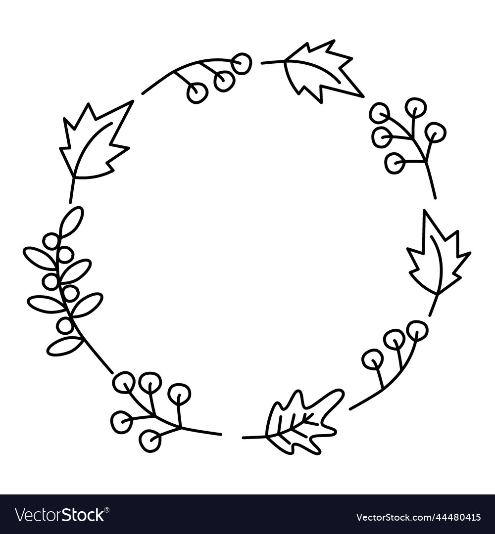 Outline round frame from autumn plants Royalty Free Vector Outline round frame from autumn plants Royalty Free Vector