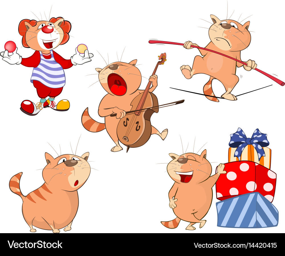 Set cartoon cute cats Royalty Free Vector Image