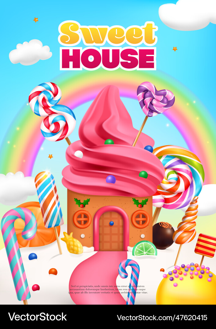 Sweet house realistic poster Royalty Free Vector Image