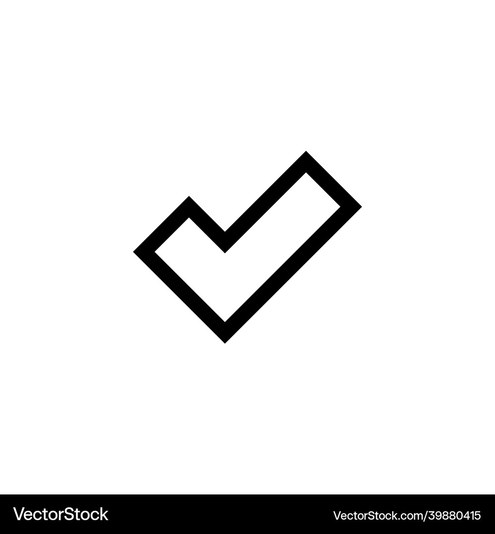 Valid seal icon black thick tick flat ok sticker Vector Image