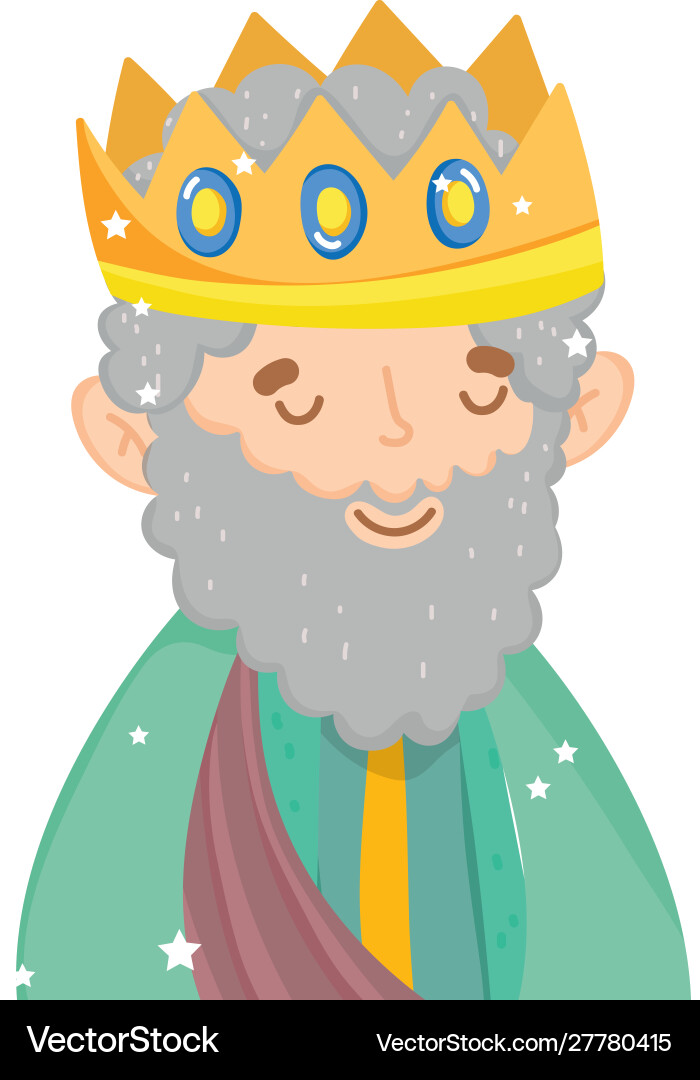 Wise king with crown manger nativity merry Vector Image