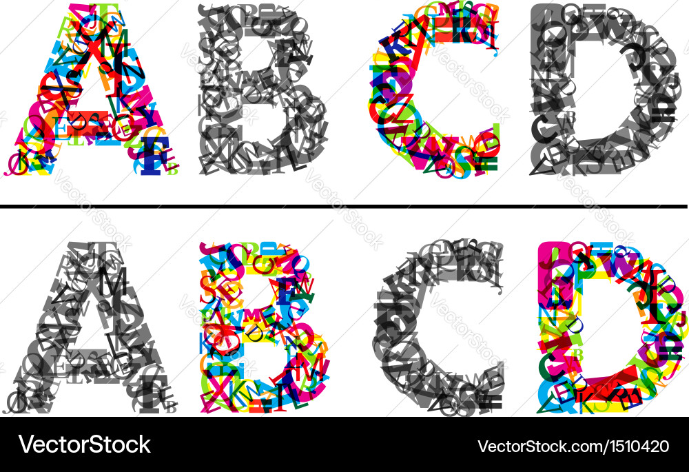Alphabet letters a b c and d Royalty Free Vector Image