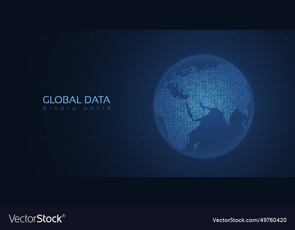 Binary Planet Earth Big Data Global Analytics Vector Image 