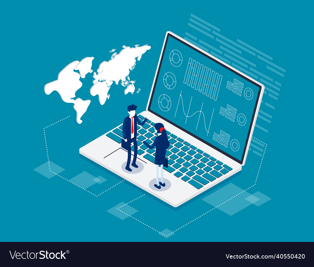 Business Data Visualization Isometric Big Data Vector Image