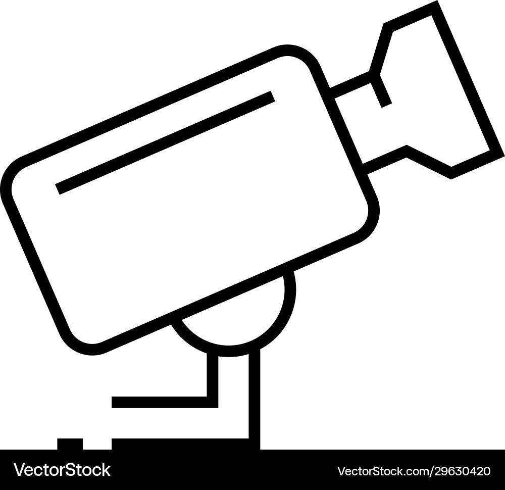 Cctv camera line icon concept sign outline Vector Image