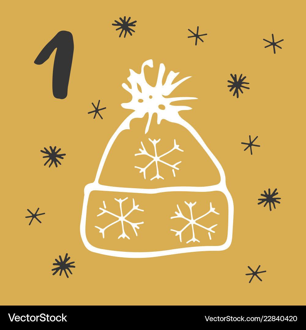 Christmas advent calendar hand drawn elements Vector Image