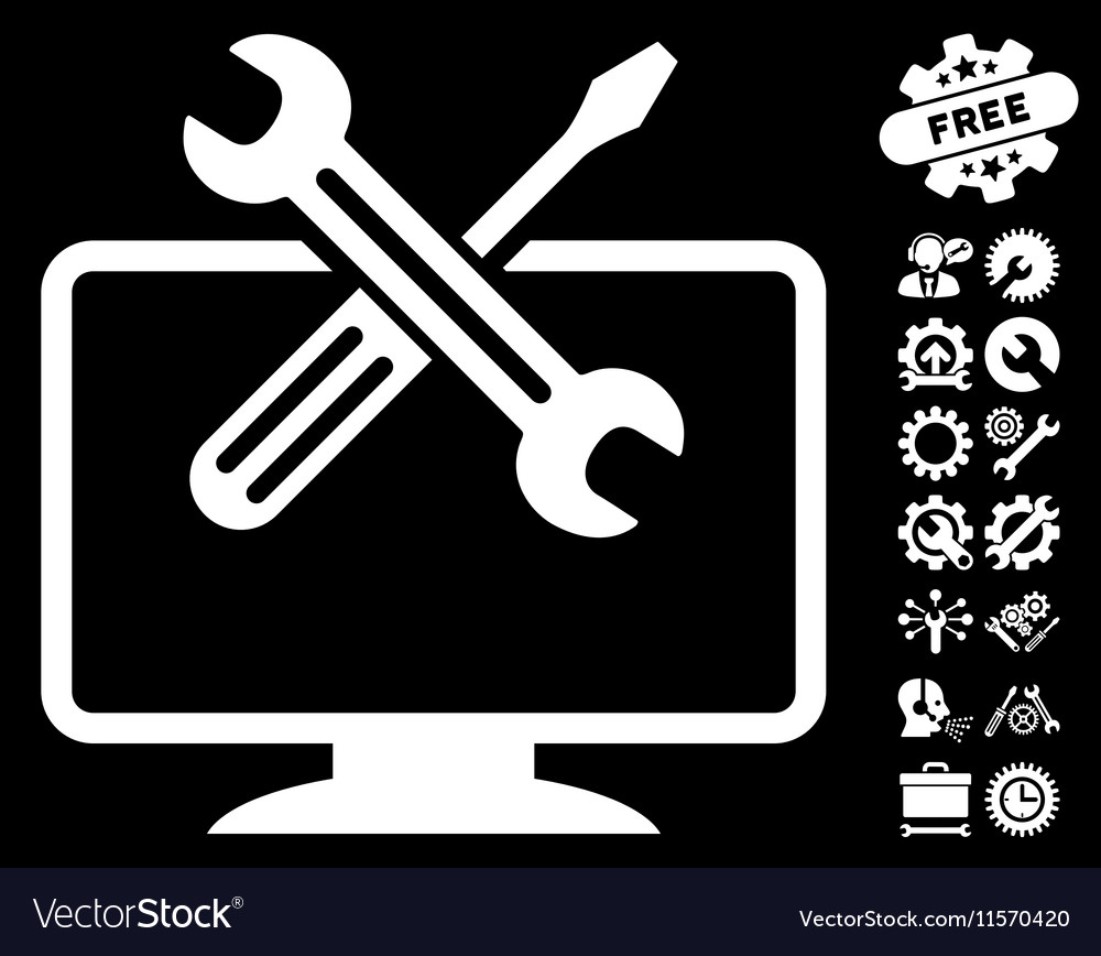 Computer tools icon with bonus Royalty Free Vector Image