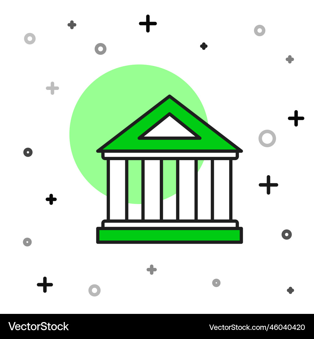 Filled outline museum building icon isolated Vector Image