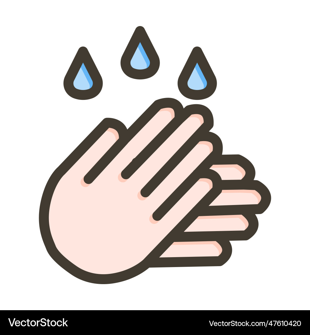 Hand washing thick line filled colors Royalty Free Vector