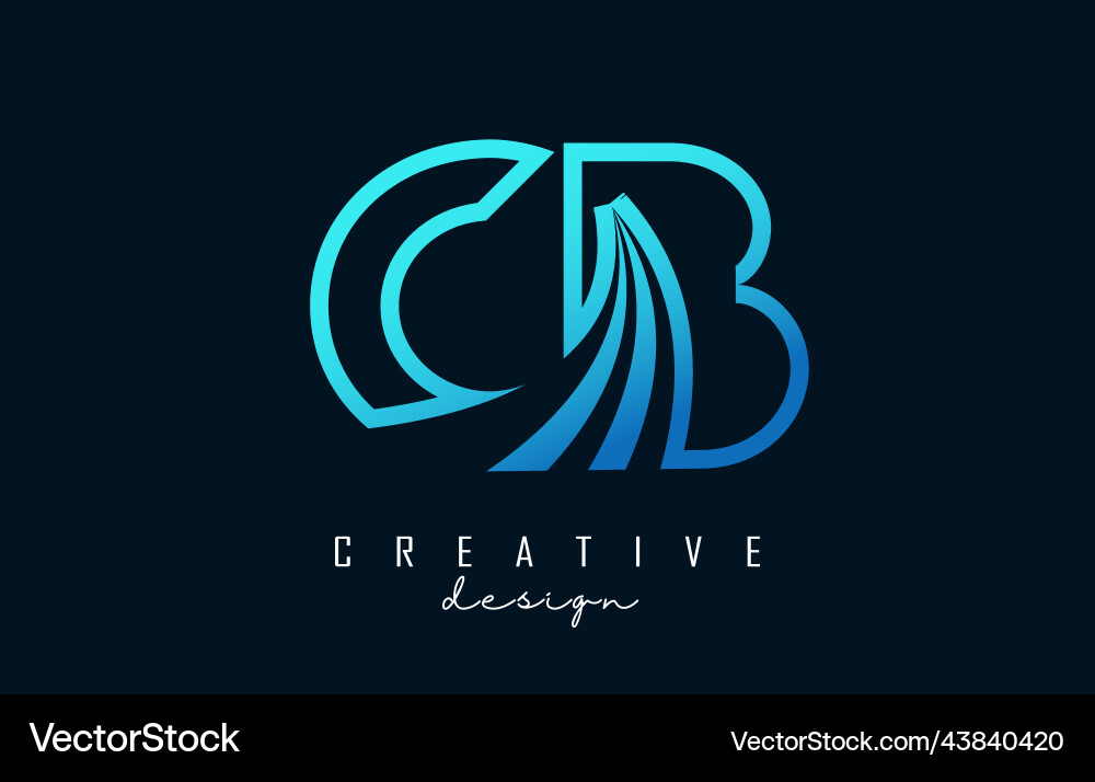Outline blue letters cb c b logo with leading Vector Image