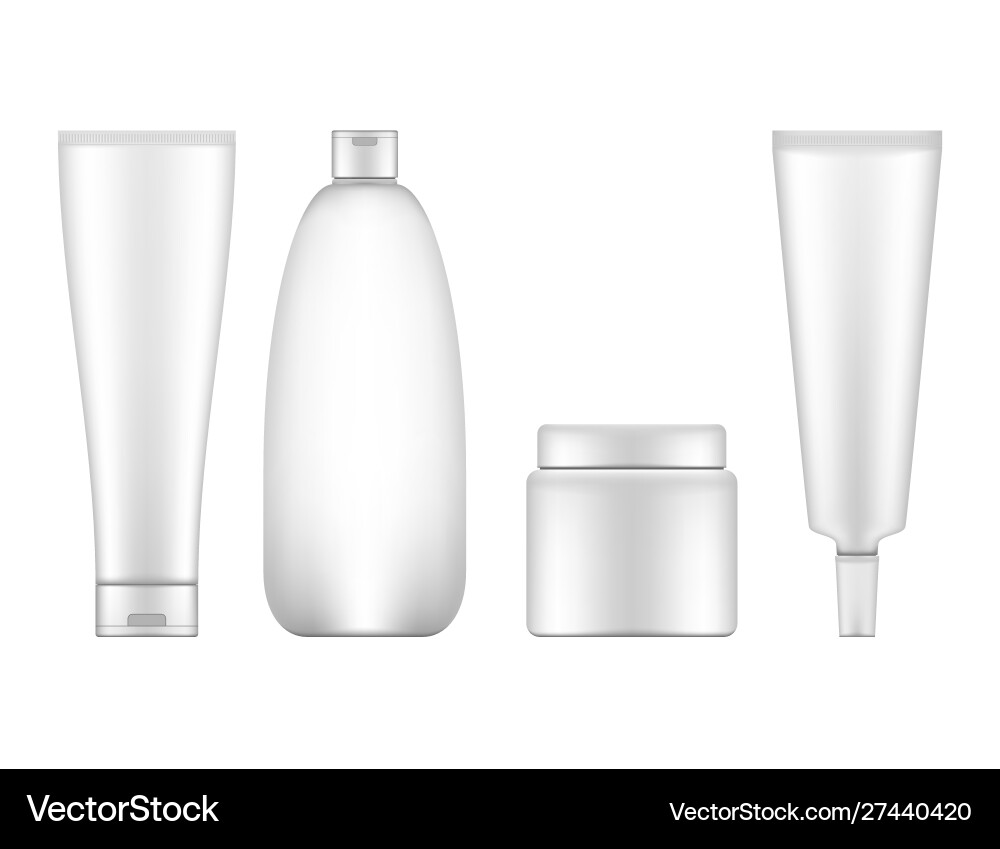 Realistic cosmetic bottle set isolated on white Vector Image