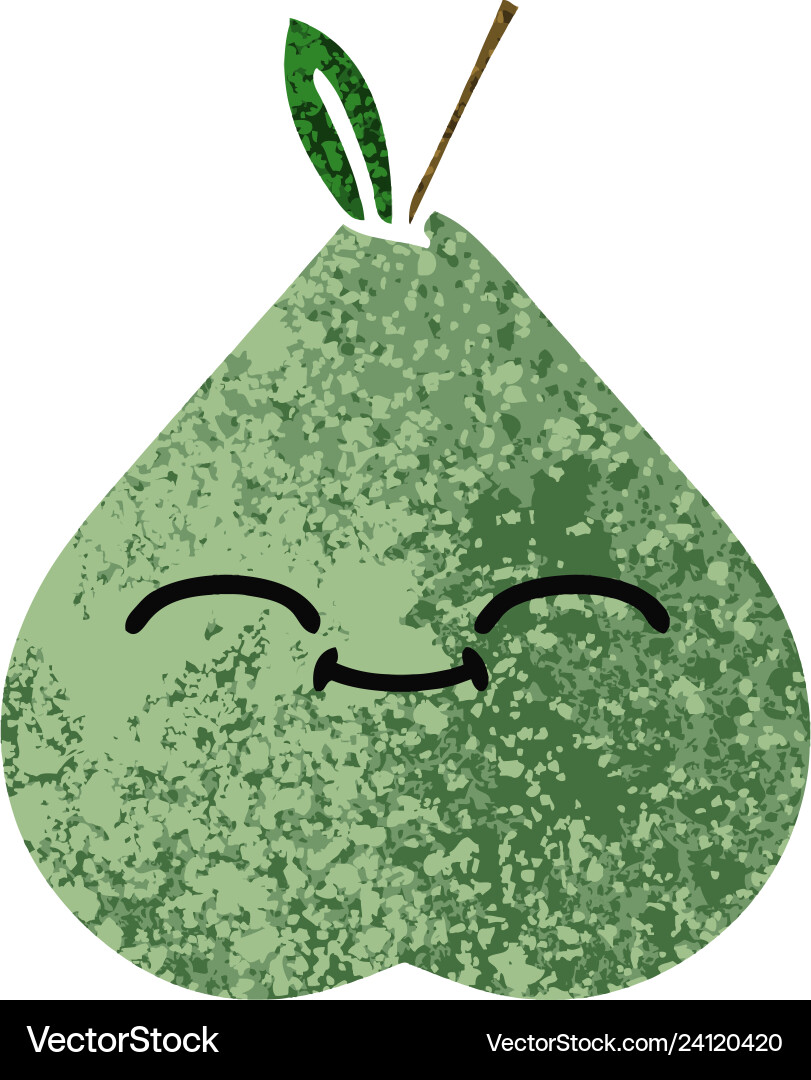 Retro style cartoon green pear Royalty Free Vector Image