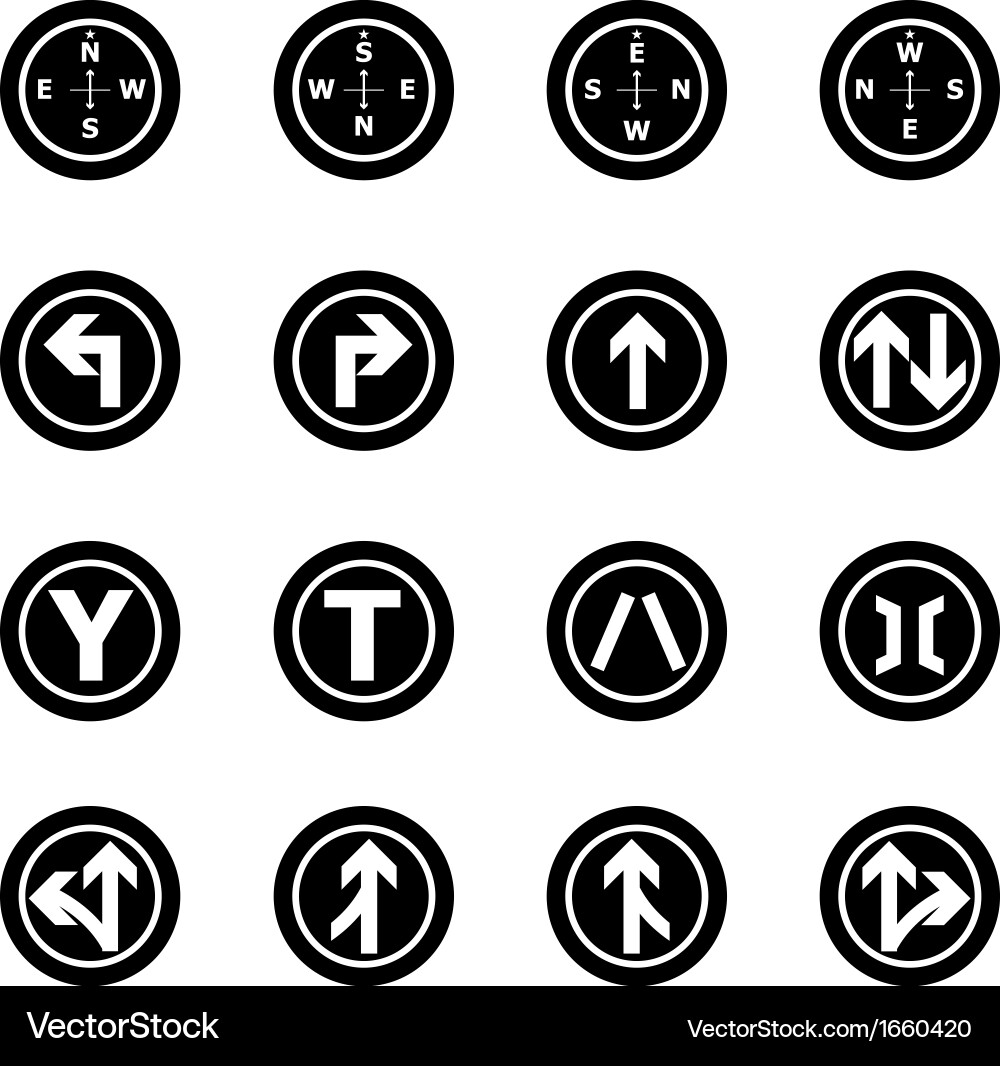 Road sign icons on white background Royalty Free Vector