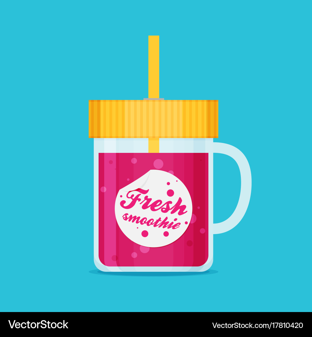 Tasty cocktail pink smoothie flat Royalty Free Vector Image