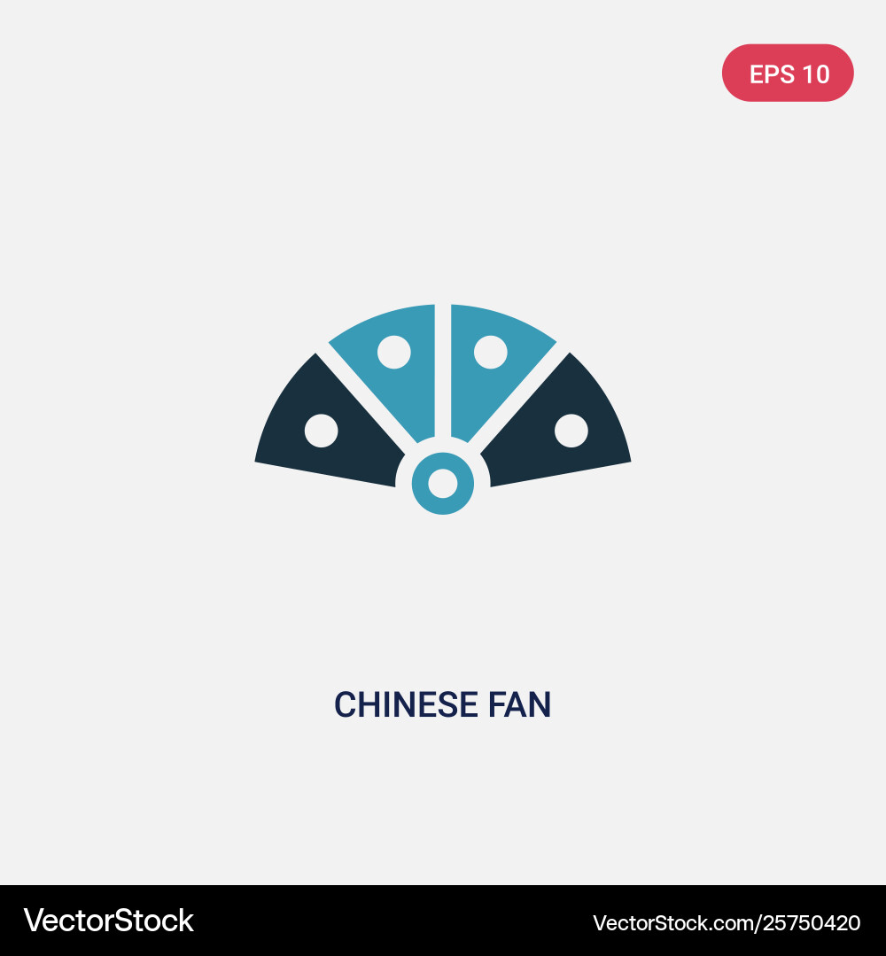 Two color chinese fan icon from tools Royalty Free Vector