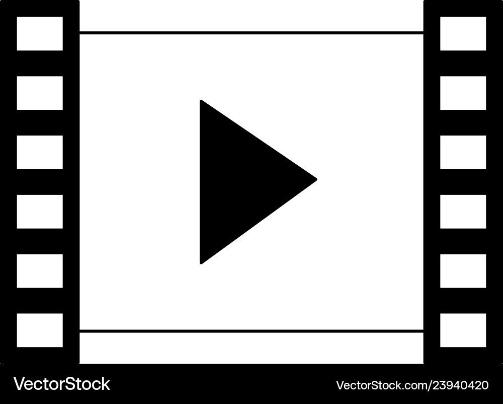 Video player symbol in black and white Royalty Free Vector