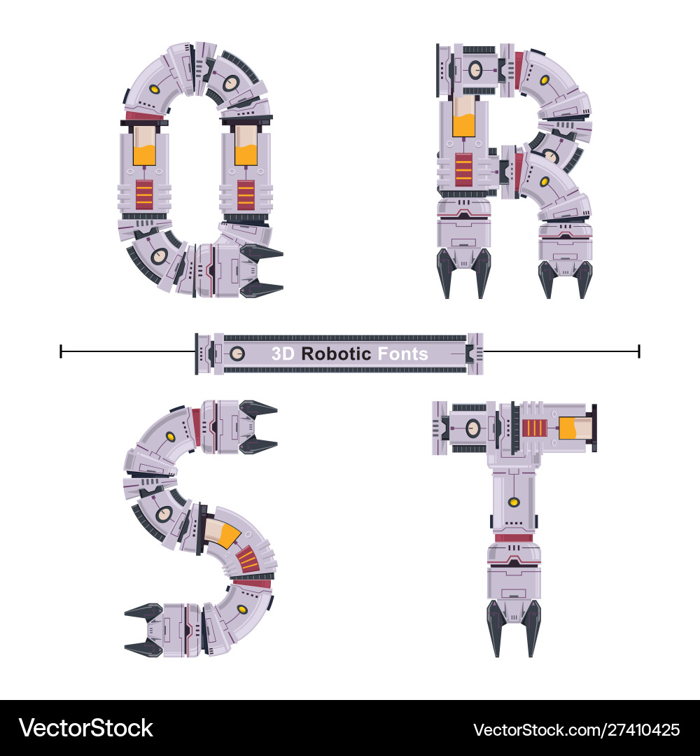 Alphabet typography font 3d robotic style Vector Image