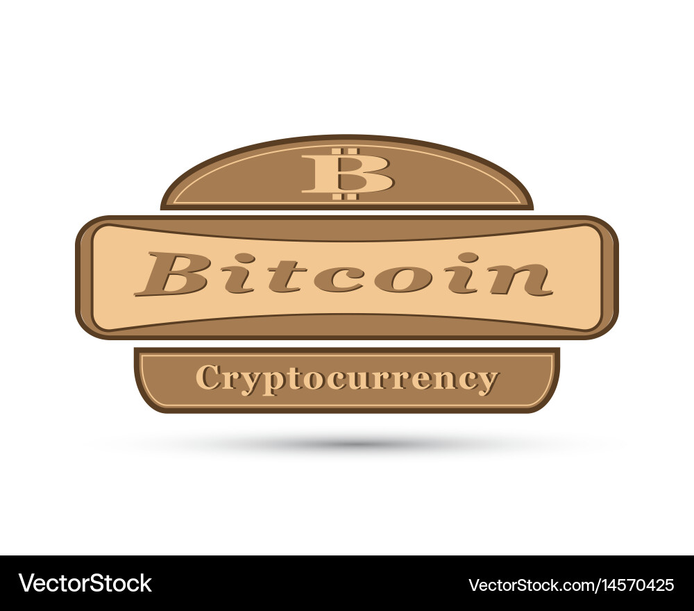 Badge with bit coin symbol Royalty Free Vector Image