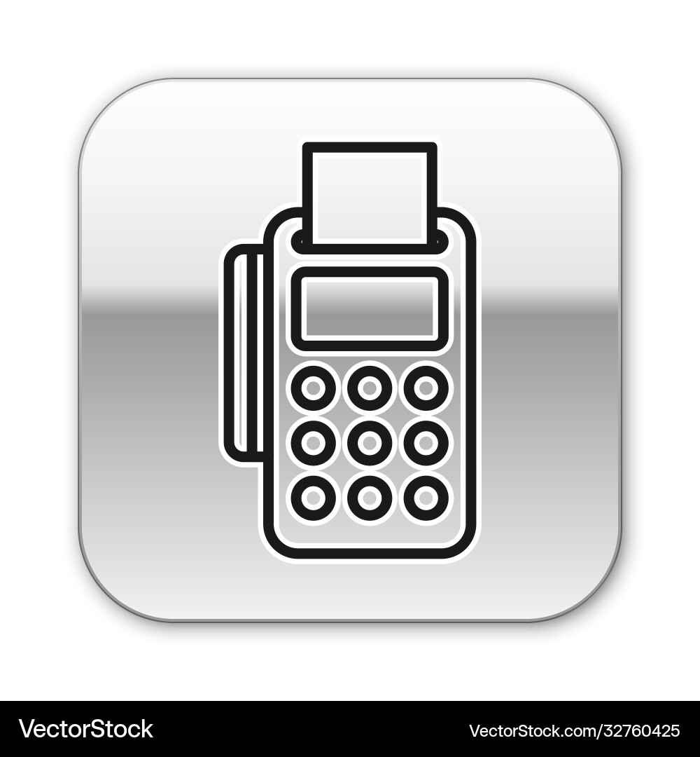 Black line pos terminal with inserted credit card Vector Image