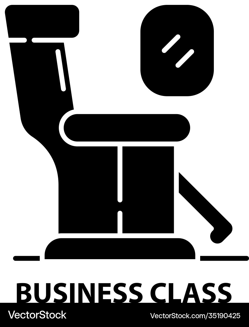 Business class icon black sign with Royalty Free Vector