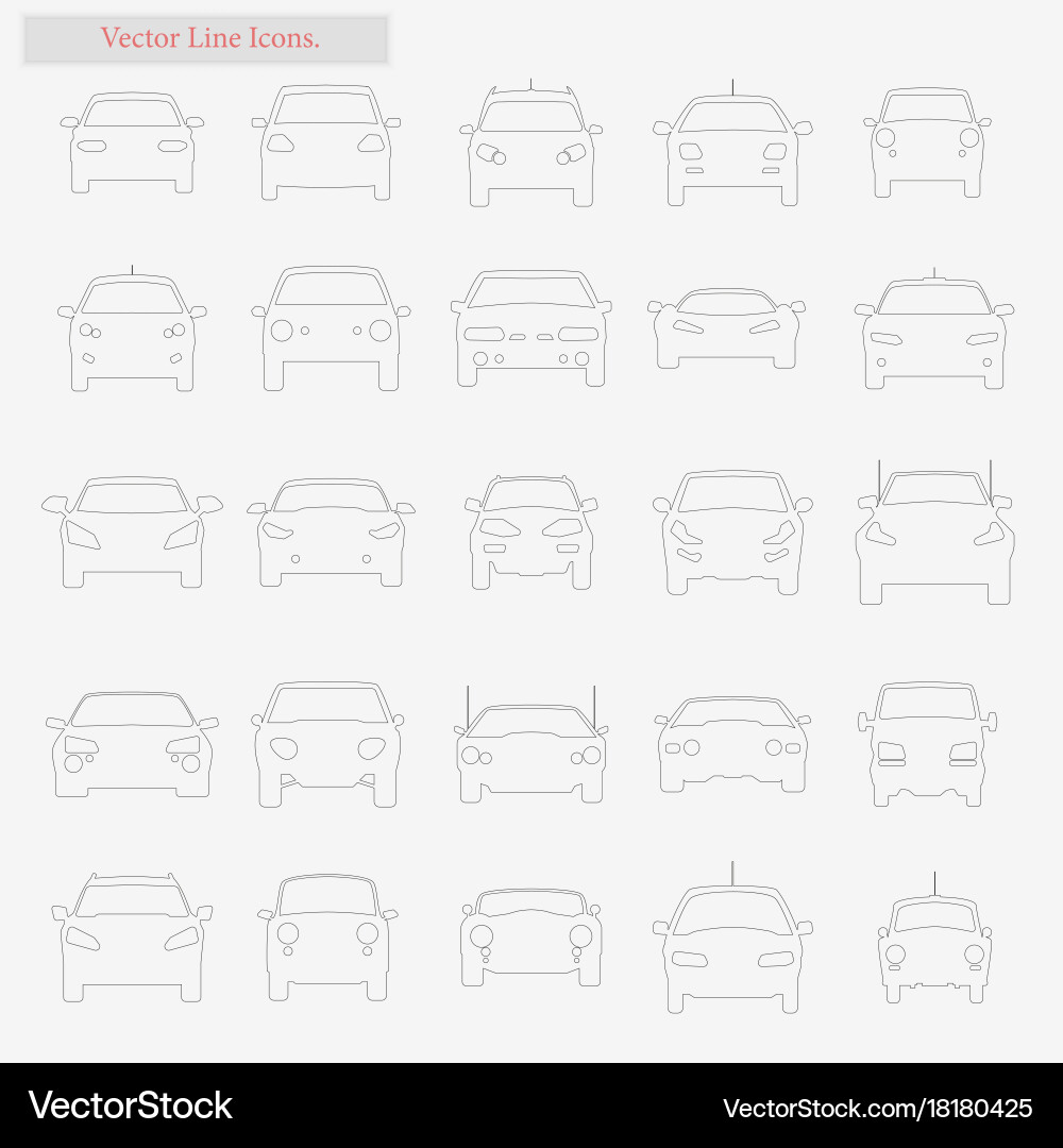 Car set style line icons on white Royalty Free Vector Image